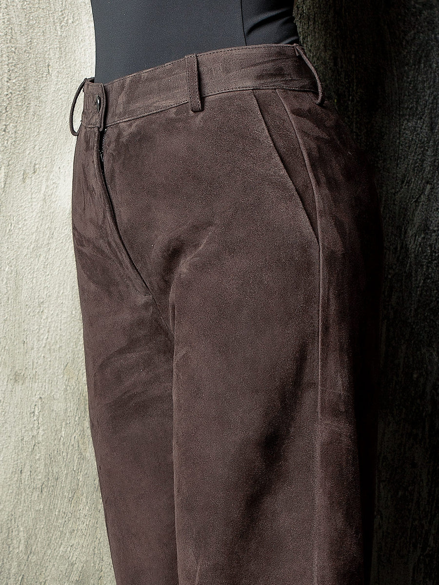 Широк панталон от естествен велур – Enigma Leather Boutique