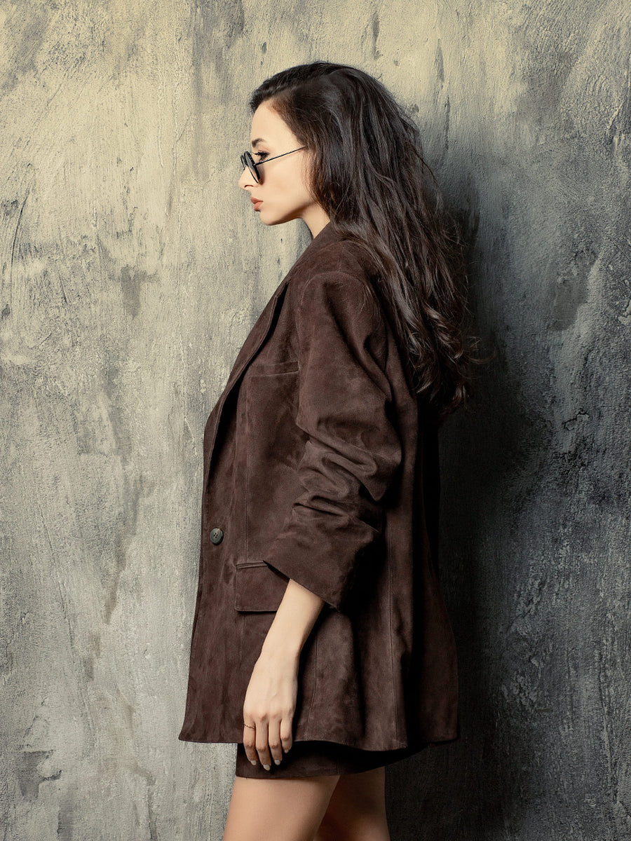 Блейзър от естествен велур – Enigma Leather Boutique